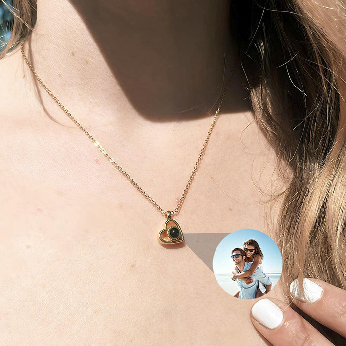 Eternity's Embrace Photo Necklace – Personalized Engravable Heart Photo ...