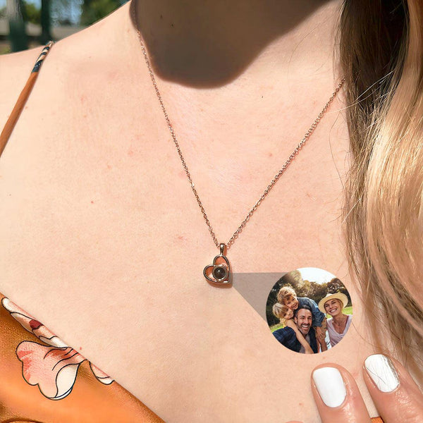Eternity's Embrace Photo Necklace – Personalized Engravable Heart Photo ...